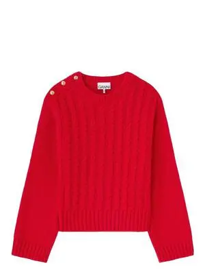 GANNI Cable Wool Mix Jumper - Red