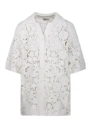 P.A.R.O.S.H P.A.R.O.S.H. Floral Embroidered Knit Polo Top