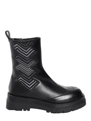 Missoni Embroidered-design Calf Leather Boots - Black