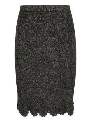 Chloé Ribbed Knitted Scallop Midi Skirt - Black