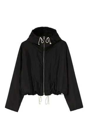 JIL SANDER Zip-up Hooded Drawstring Padded Jacket - Black