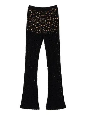 TWINSET Floral-crochet Flared Trousers - Black