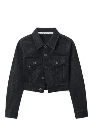 Alexander Wang Embellished Collared Denim Jacket - Black