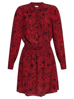 Zadig&Voltaire Refla Logo Patterned Long Sleeve Dress - Red