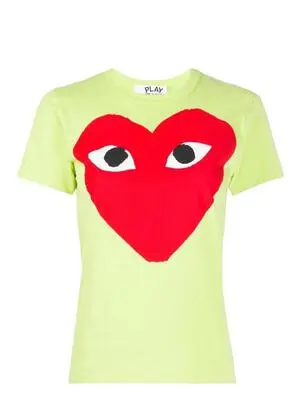 Play Comme Des Garcon Heart Print T-shirt - Yellow