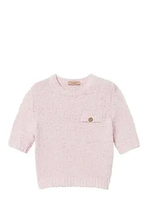 TWINSET Oval T Button Cropped Jumper - Pink