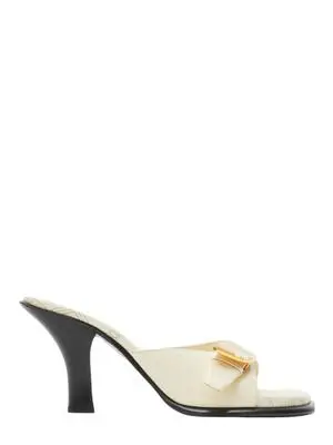 Burberry Bay Leather Mules - Nude