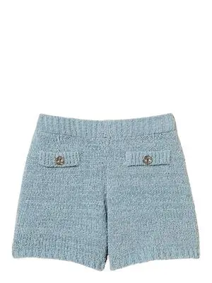 TWINSET Oval T Button-detail Shorts - Blue