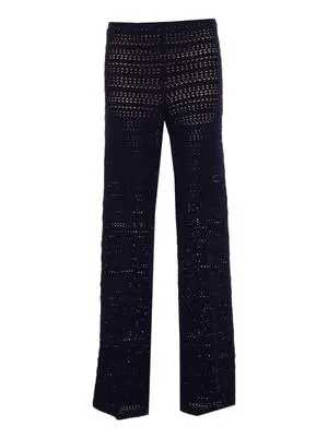 TWINSET Logo Plaque Open Knitted Trousers - Black