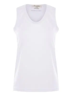 Comme Des Garçons Logo Printed Tank Top - White