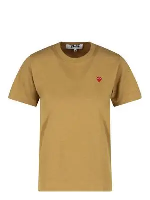 Play Comme Des Garcon Comme Des Garcons Play Cotton Embroidered-Logo T-Shirt Nude
