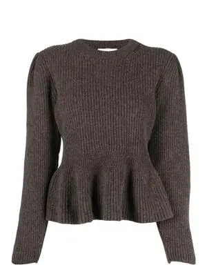 LEMAIRE Ribbed-knit Peplum-hem Jumper - Black