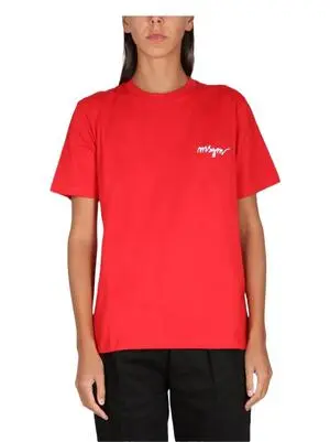 MSGM Chest-logo Crew Neck T-shirt - Red