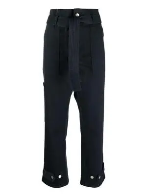P.a.r.o.s.h Cropped Belted Paperbag-waist Trousers - Black