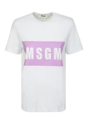 MSGM Logo Printed Crewneck T-shirt - White