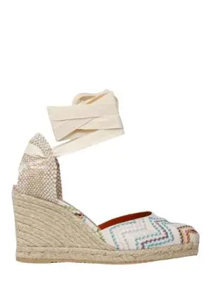 Missoni Carina Embroidered Wedge Sandals - Nude