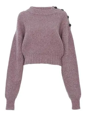Chloé Chloé Mock-Neck Cropped Knit Jumper Gray