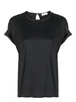 Brunello Cucinelli Keyhole-detail Cotton T-shirt - Black