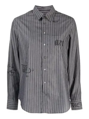 Zadig&Voltaire Taskiz Rhinestone-embellished Striped Shirt - Gray