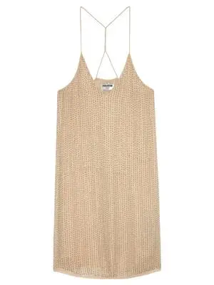 Zadig&Voltaire Rhinestone V-neck Minidress - Poudre