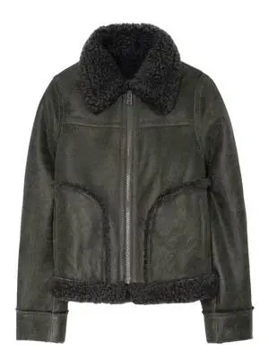 Zadig&Voltaire Zadig & Voltaire Kade Shearling-Trim Leather Jacket Anthracite