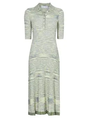 Proenza Schouler Space Dye Ribbed-knit Polo Dress - Gray