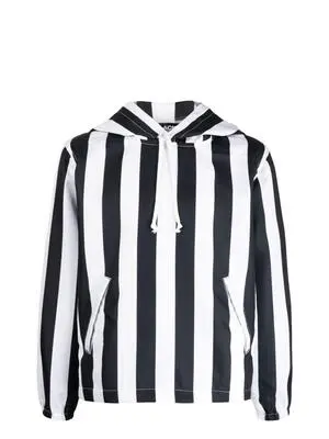 Comme Des Garçons Striped Long-sleeved Hoodie - Black/white