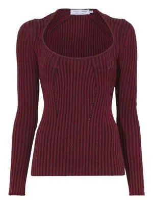 Proenza Schouler Plated Ribbed-knit Jumper - Red