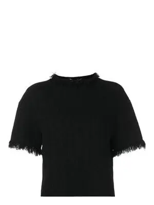 Proenza Schouler Frayed-edge Short-sleeve Jumper - Black