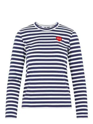Play Comme Des Garcon Horizontal-stripe Long-sleeve T-shirt - Blue