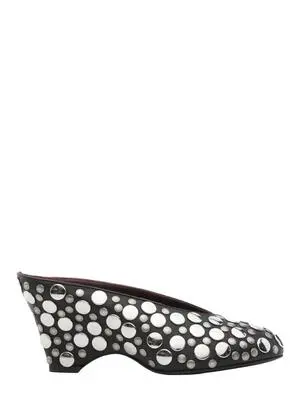 Khaite Khaite 70mm Metallic-Studded Heeled Mules Black
