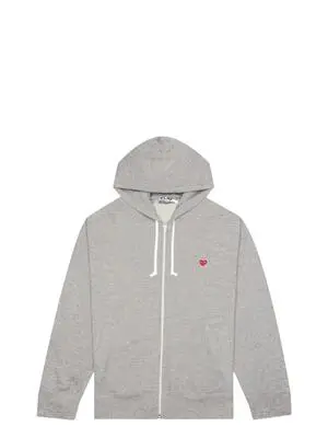 Play Comme Des Garcon Heart-embroidered Zip-up Sweatshirt - Gray