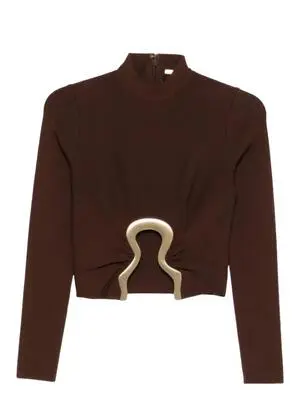 Cult Gaia Cult Gaia High-Neck Embellished Crop Top Black