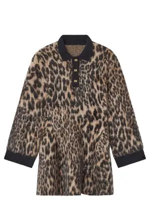 GANNI Ganni Leopard Print Button Mini Dress