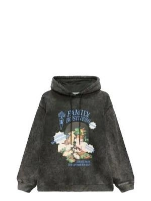 MSGM Graphic-print Cotton Hoodie - Black