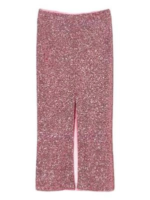 TWINSET Sequin-embellished Split Maxi Skirt Pink