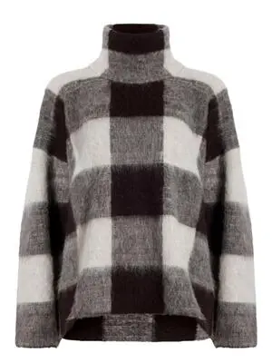 Proenza Schouler High-neck Check-print Sweater - Black