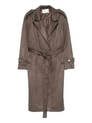 THE FRANKIE SHOP Pembroke Belted Double-breasted Trench Coat - Mouse Gray