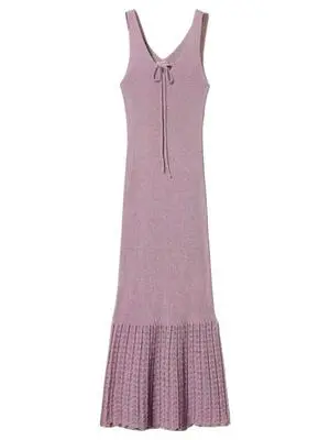 TWINSET Tie-neck Ribbed Knit Dress - Pink
