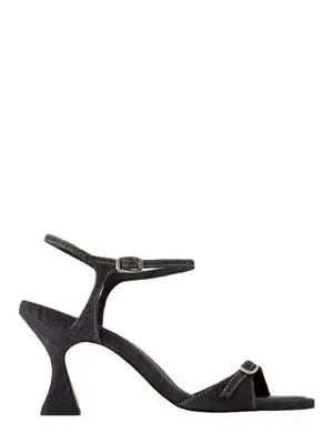 CAREL Denim Slingback Heeled Sandals - Black
