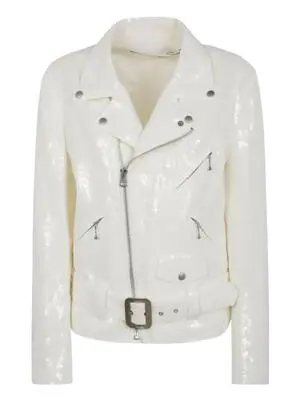 Junya Watanabe Sequinned Biker Jacket - White