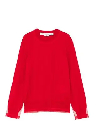Comme Des Garçons Layered Crew Neck Long Sleeve Top - Red