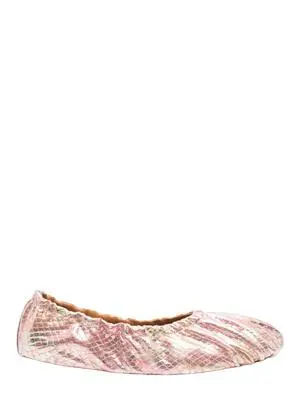 FORTE_FORTE Laminated Snake-print Ballet Flats - Multicolor