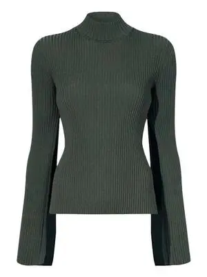Proenza Schouler Abigail Ribbed Mock Neck Sweater - Black