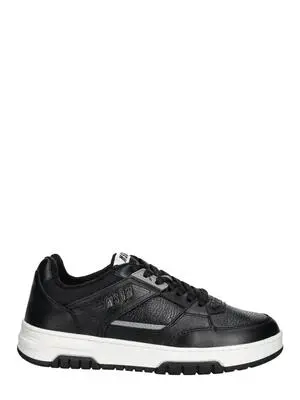 MSGM Logo-patch Leather Sneakers - Black