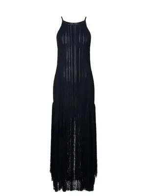 Proenza Schouler Everly Fringe Trim Maxi Dress - Black