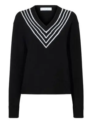 PROENZA SCHOULER Proenza Schouler Gianna Merino Wool Striped V-Neck Sweater
