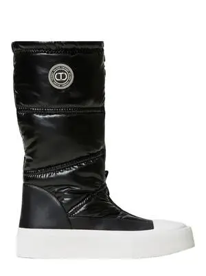 TWINSET Logo-appliqué Padded Boots - Black
