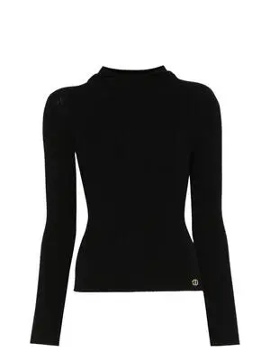 TWINSET Ribbed Hooded Knitwear - Black