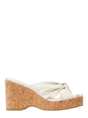 JIMMY CHOO Avenue 95mm Wedge Mules - Nude